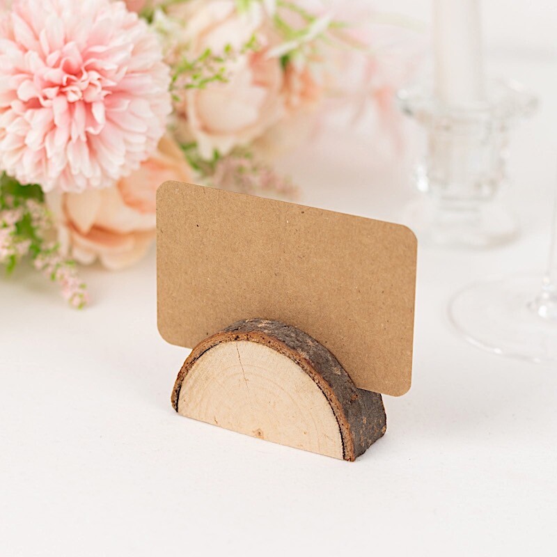 10 Natural 2.5 in Semicircle Wood Table SIGN HOLDERS Place Cards ...