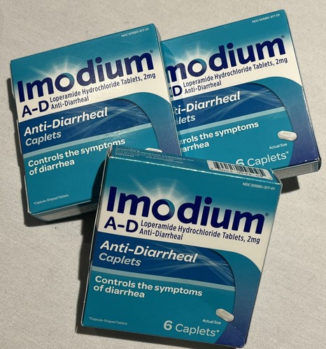 Imodium A-D Anti-Diarrheal Caplets Lot 3 New Sealed Boxes of 6 Diarrhea ...