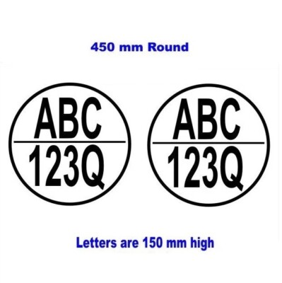 2x Boat Rego Stickers Vinyl Decal Round 450mm High-Quality Compliant ...