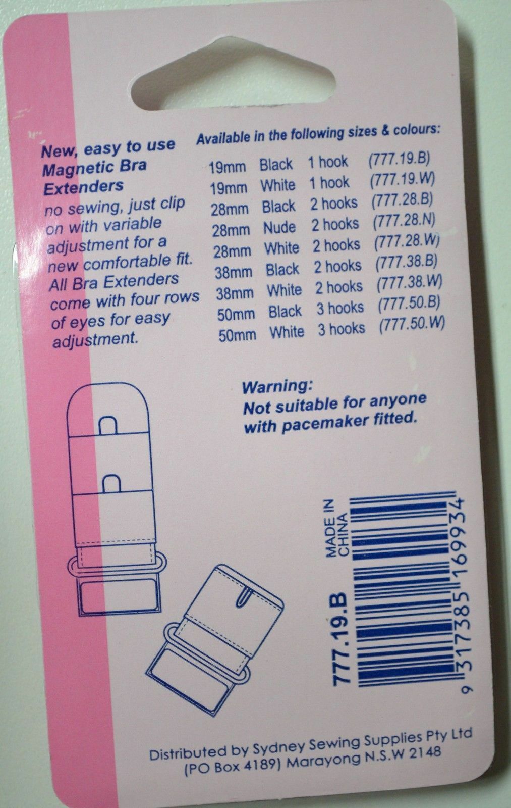 Hemline Magnetic Bra Extenders, 19mm 1 Hook, Secure Magnetic Twist ...