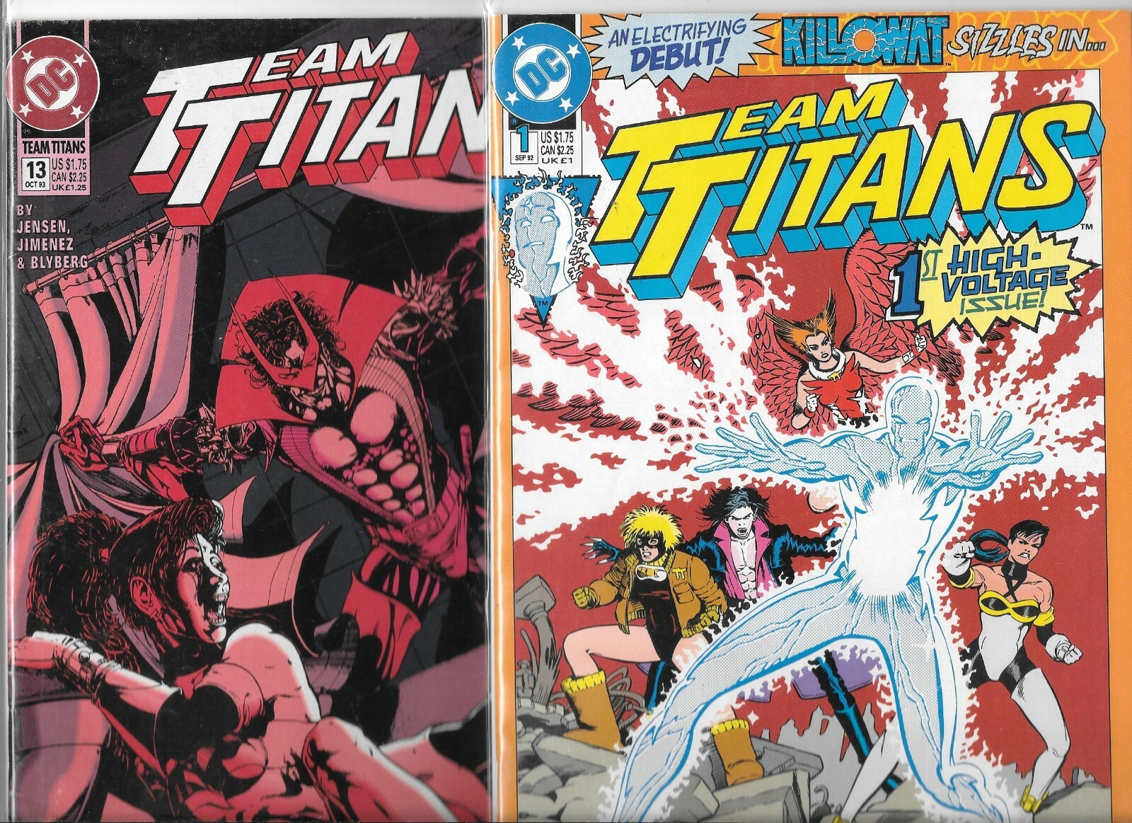 Team Titans (Killowat cover) #1 & #13 Lot of 2 (1992/1993, DC Comics ...