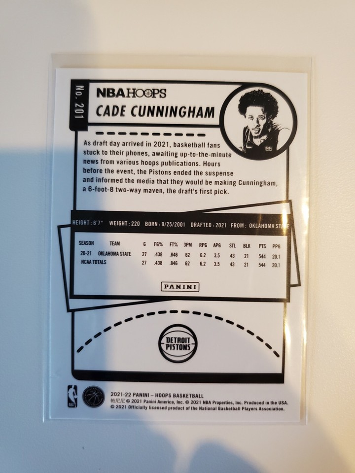 Cade Cunningham 2021-22 Panini NBA Hoops RC Base #201 Pistons | eBay