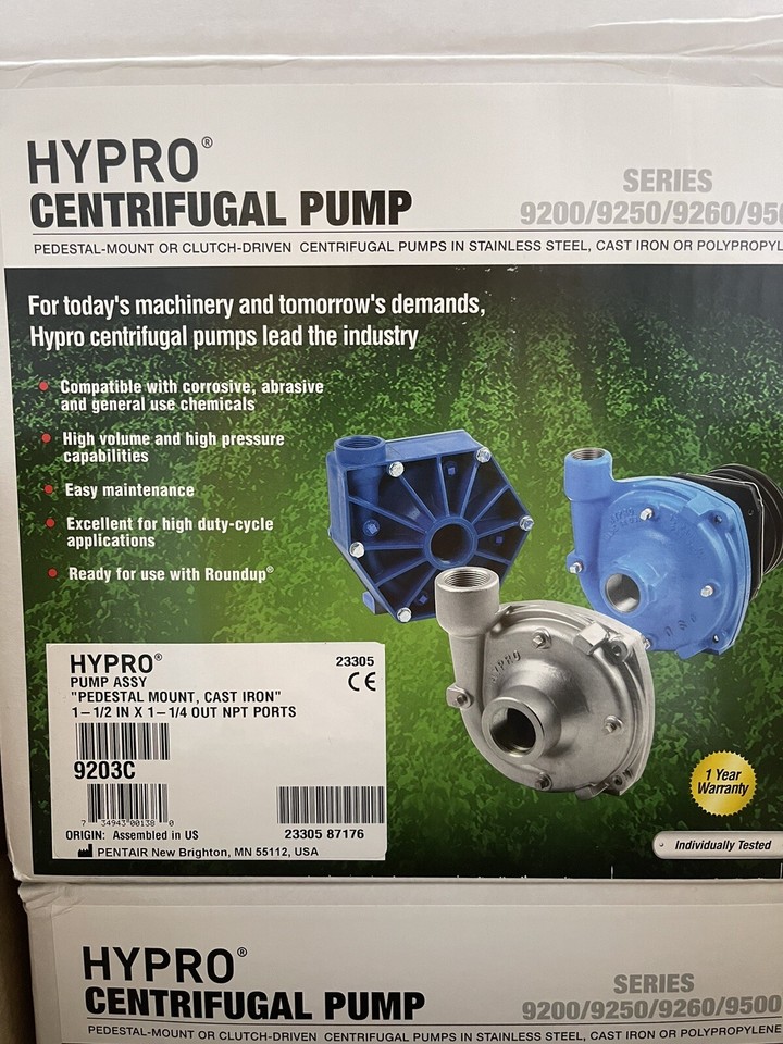 Hypro Cast Iron Centrifugal Direct Drive Pump H9203C Pedestal Mount New ...