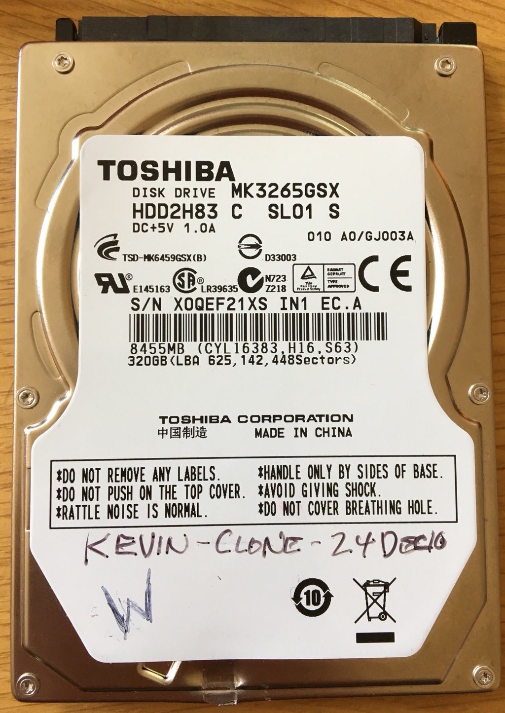 Toshiba MK3265GSX 320GB 2.5" laptop notebook HDD, Not Working | eBay