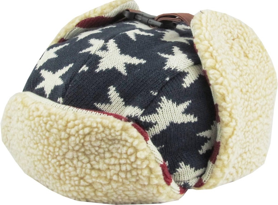 Patriotic USA Flag America Aviator Trapper Hat Winter Cap Warm Fleece ...