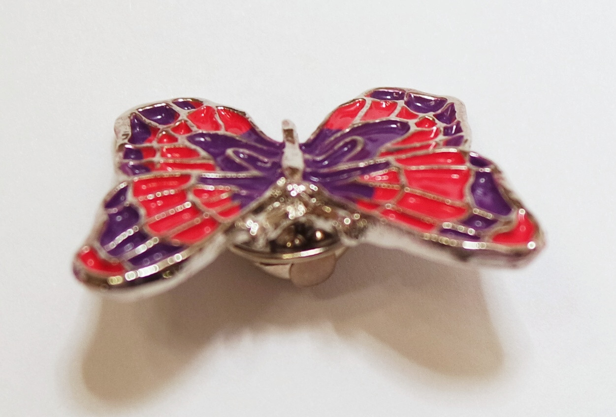 Enamel Purple Red Silver Tone BUTTERFLY Brooch Pin | eBay