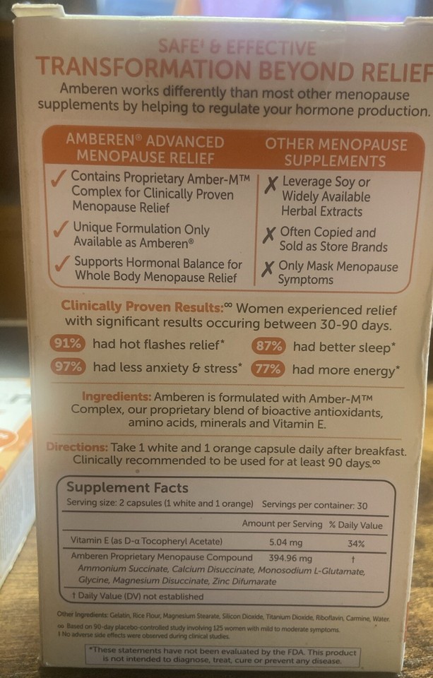 2-Amberen Advanced Menopause Relief with Amber M Complex 120Capsules ...