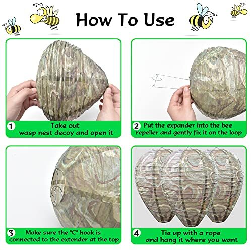 8 Pack Fake Hornet Nest Decoy Wasp & Carpenter Bee Repellent Outdoor 8. ...