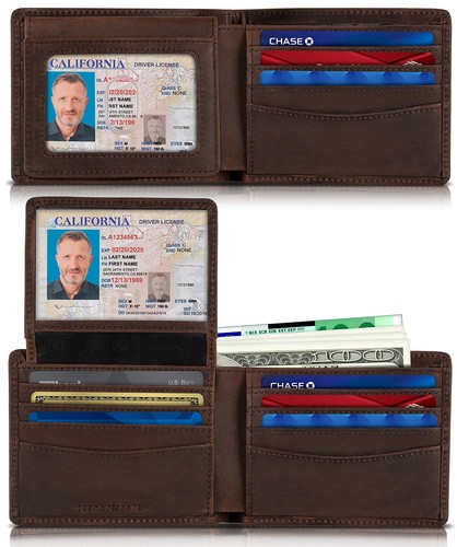 2 ID Window Wallet for Men RFID Blocking Leather, Bifold Top Flip ...