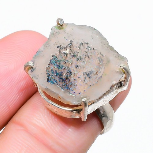 Titanium Druzy Gemstone 925 Sterling Silver Jewelry Ring Size 7 | eBay Australia