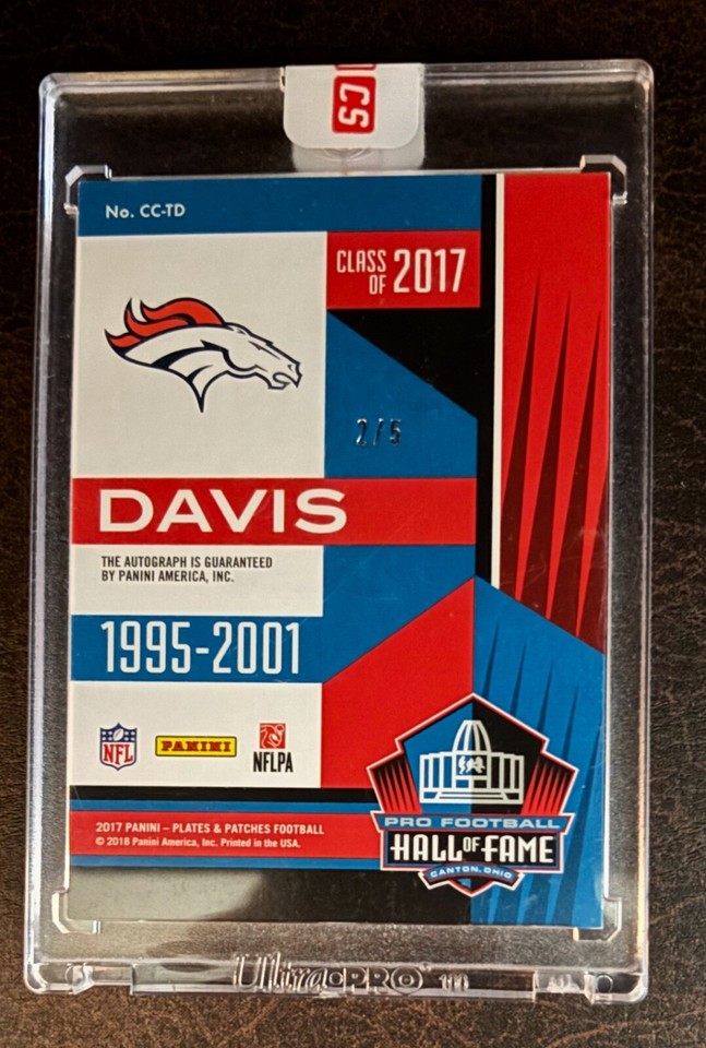 TERRELL DAVIS 2017 PANINI PLATES & PATCHES HOF EMERALD AUTOGRAPH CARD ...