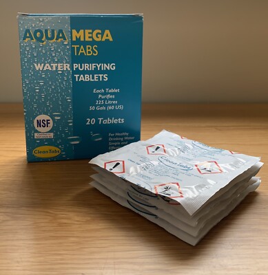 Aqua Clean MEGA Tabs Drinking Water Purification Tablets Each Tab ...