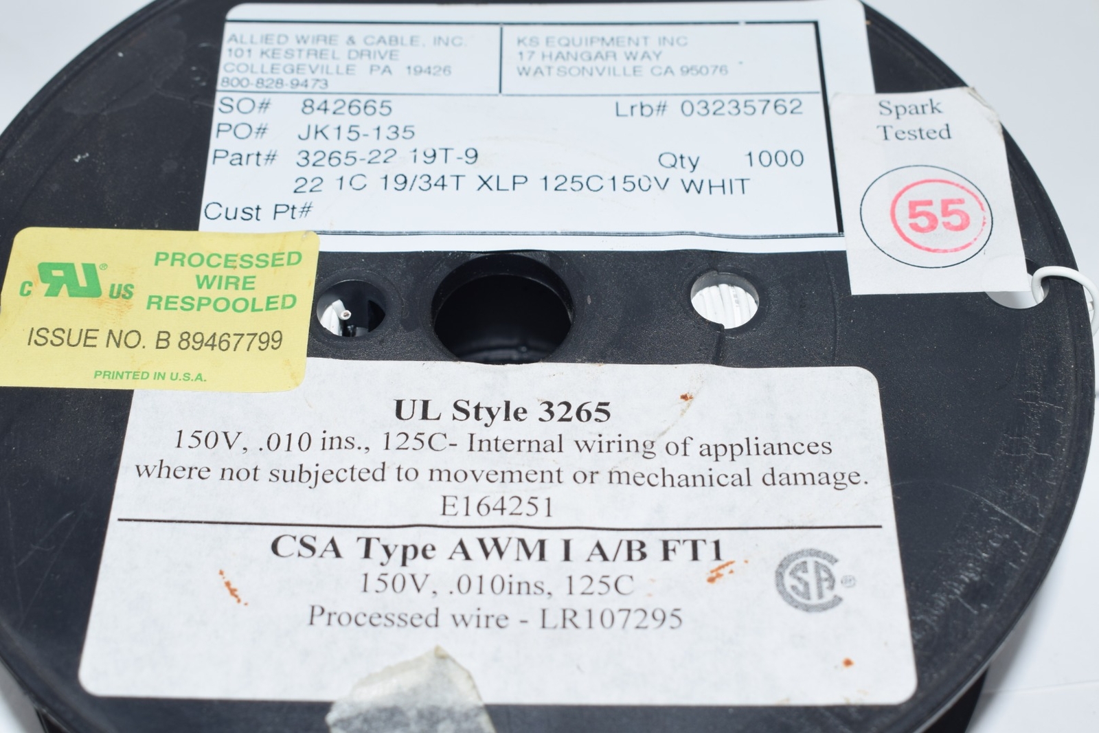 Roll of NEW Allied Wire 3265-22-19T 22 Gauge UL3265 Hook Up Wire | eBay