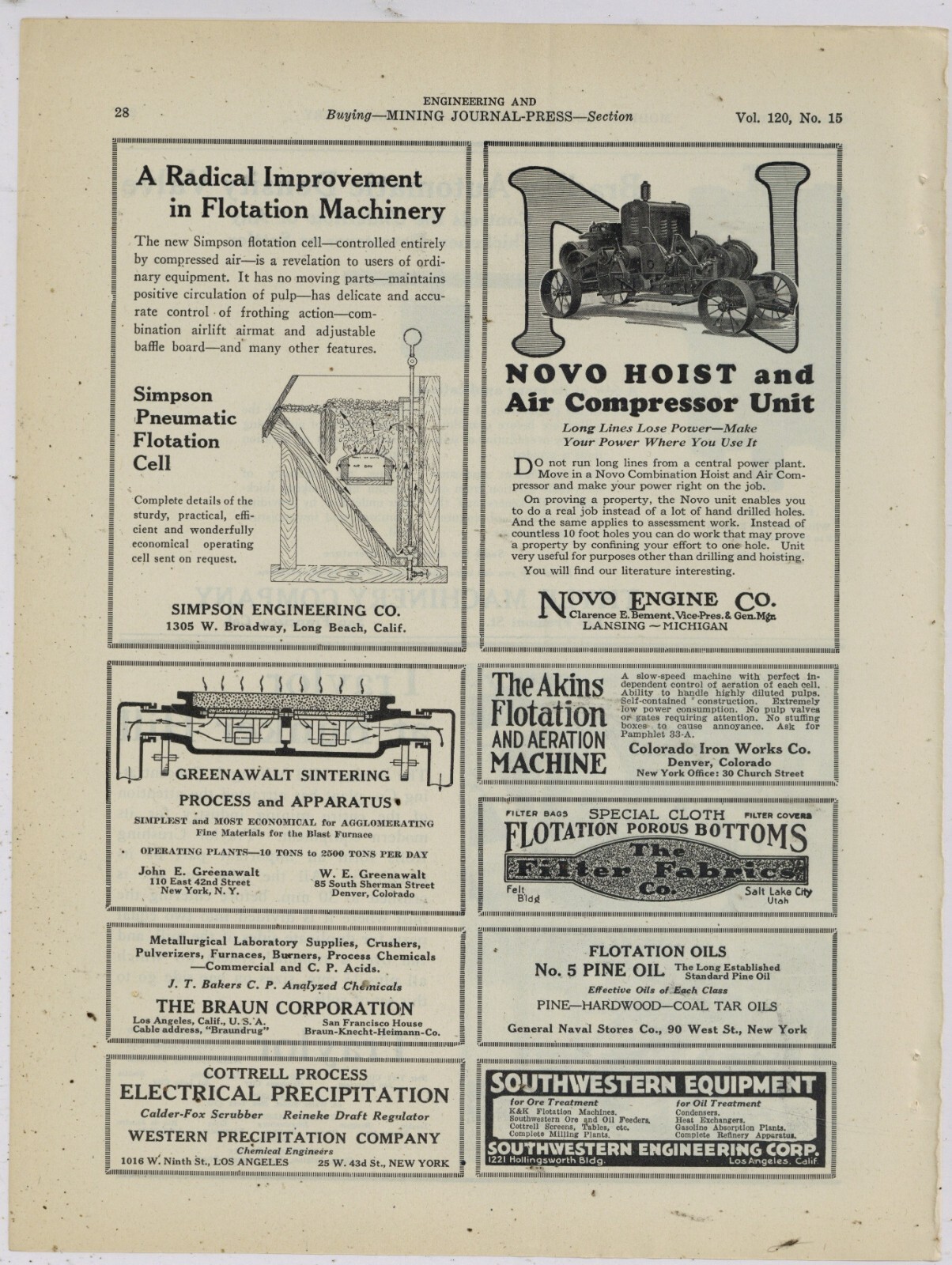 1925 Novo Engine Co. Ad: Combination Hoist & Compressor Outfit ...