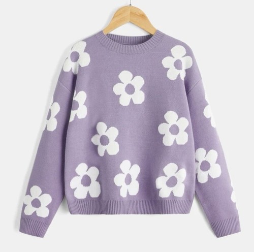 SHEIN Girls Floral Pattern Drop Shoulder Jumper. RRP $19.95 | eBay ...