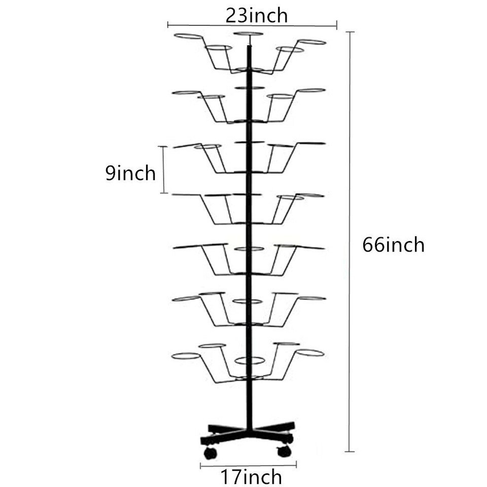 Rotating Hat Display Rack Free Standing Metal Floor Caps Headwear Stand ...