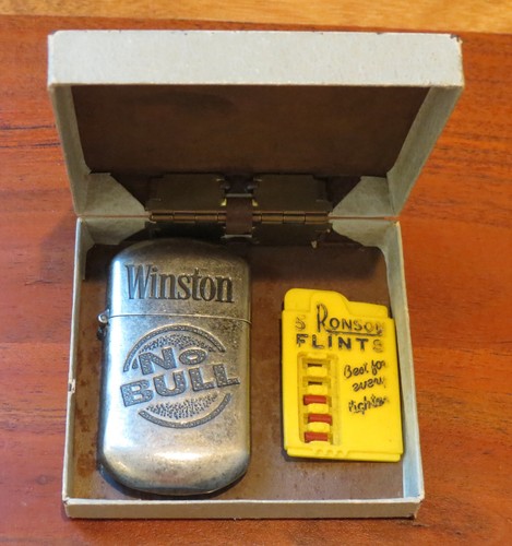 Vintage Metal Winston No BULL Flip Lighter zippo & Ronson Flint ...