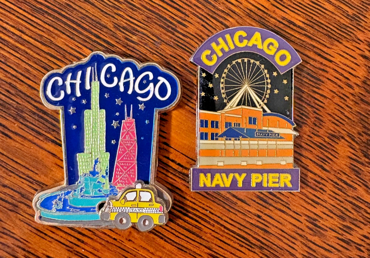 Refrigerator Magnets - Chicago Metal Navy Pier and Skyline w/Taxi | eBay