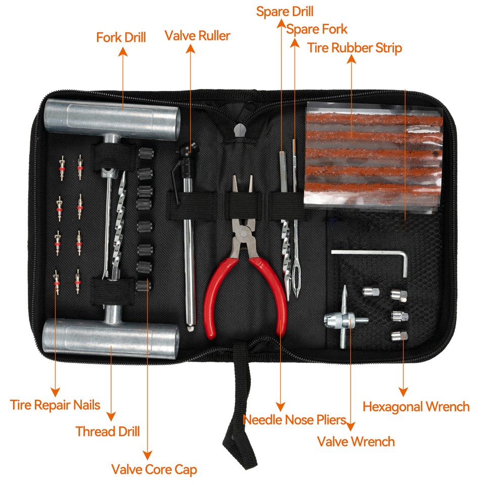45PC DIY Tire Repair Kit Tools Plugs Punctured Flat Tires For Car Truck ...