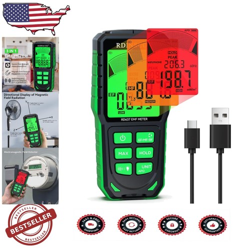 Portable Tri-Color EMF Meter: Expert Radiation Detection for Homes ...