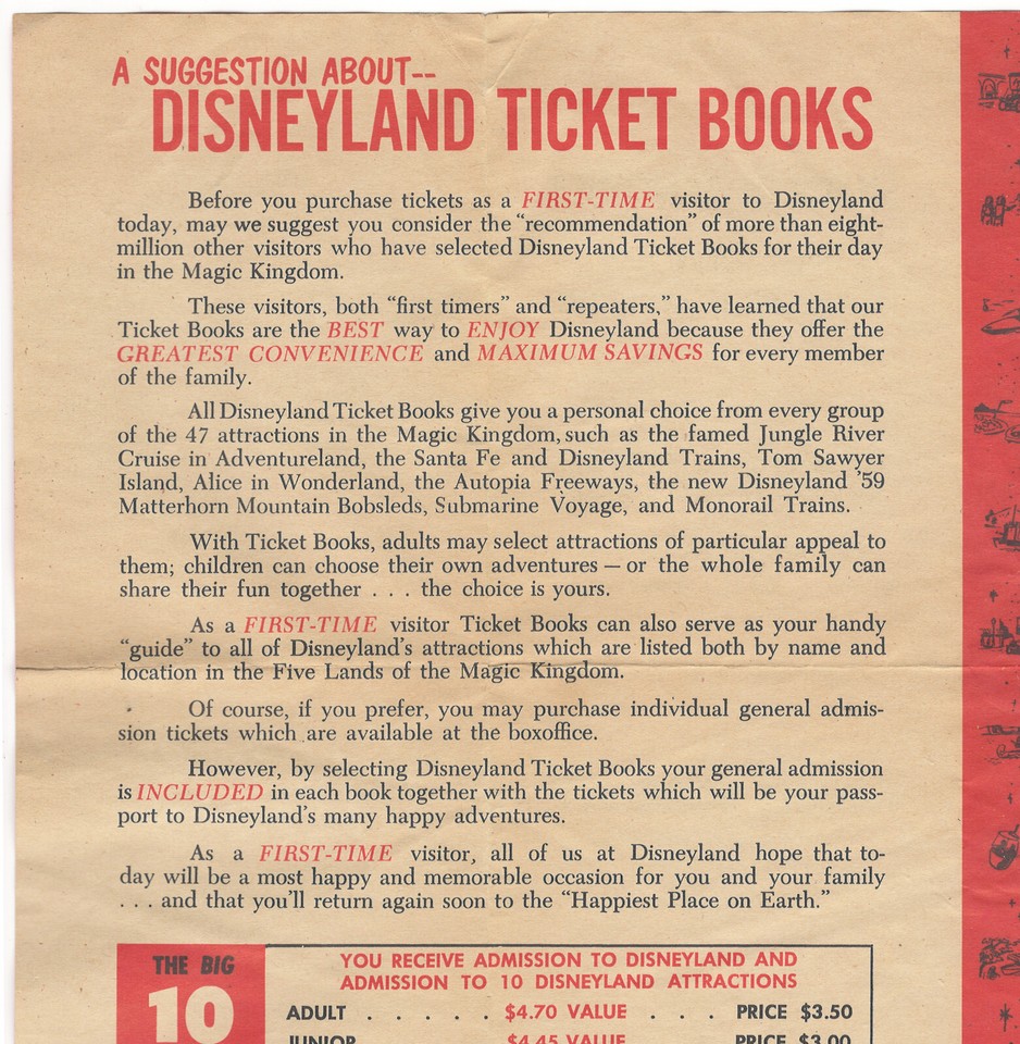 Vintage Disneyland Ticket Books Prices and Information Parking Lot ...