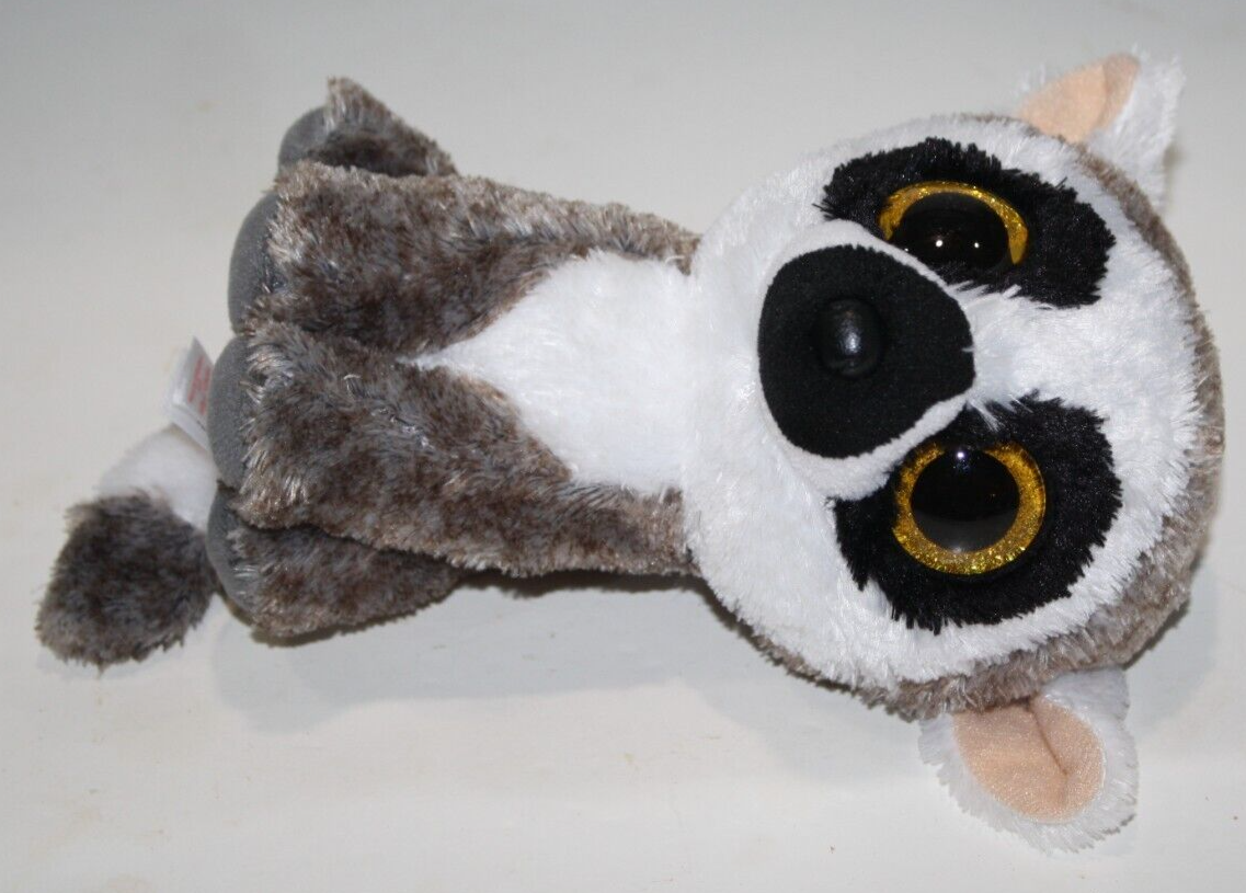 TY Silk Beanie Boos LINUS the Lemur Gray Plush 6" Stuffed Soft Toy Boo ...