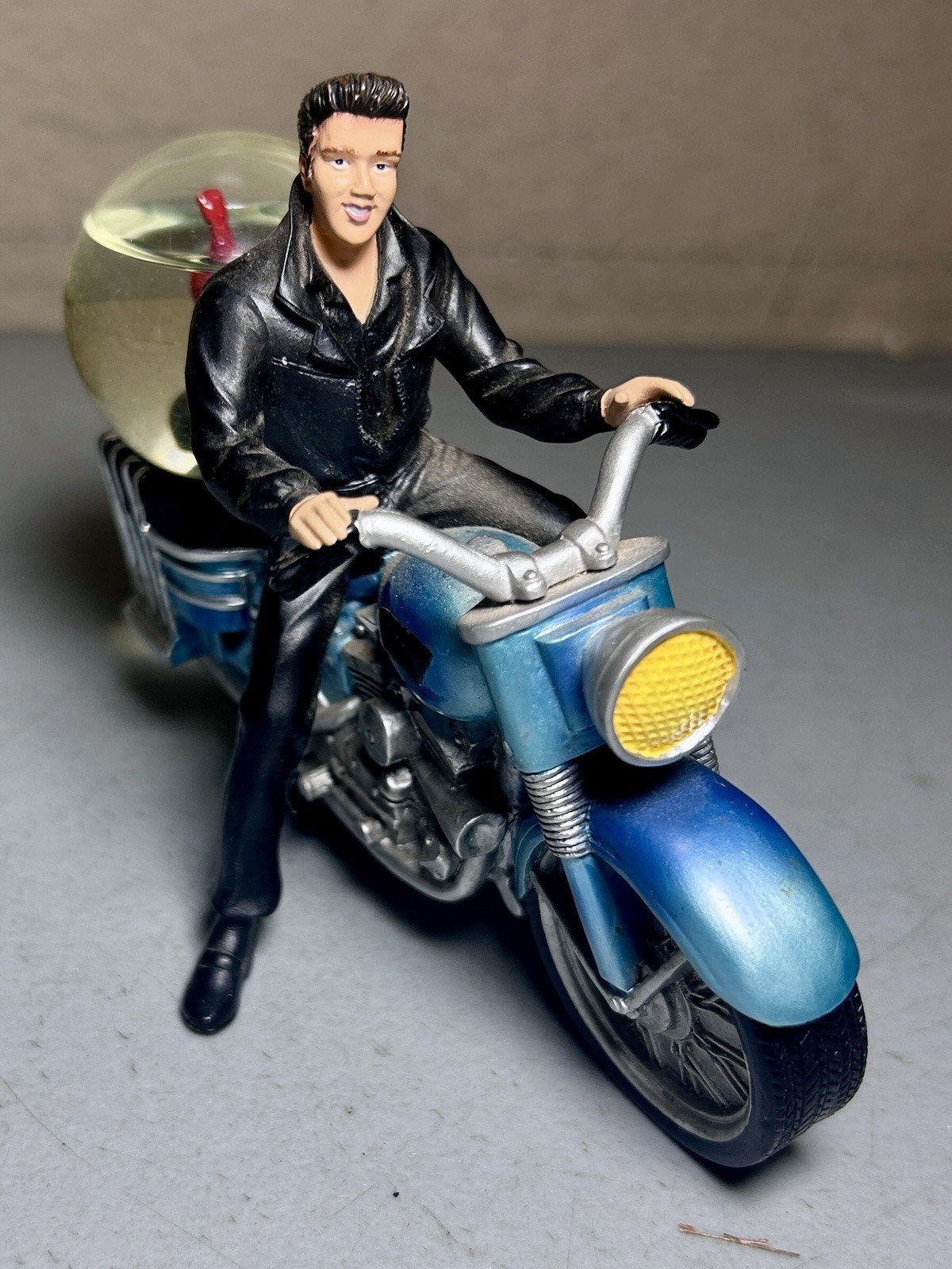 Vintage Elvis Presley Motorcycle Figurine Guitar Snow Globe “Roustabout ...