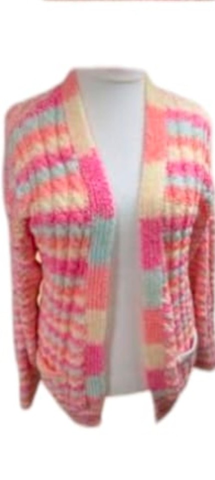 Ladies Hand Knitted Cardigan In Zuberant Summer Colours | eBay UK