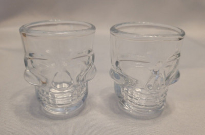Set of 2 Clear Skeleton Skull Bar Shot Glass VG 2.5" | eBay