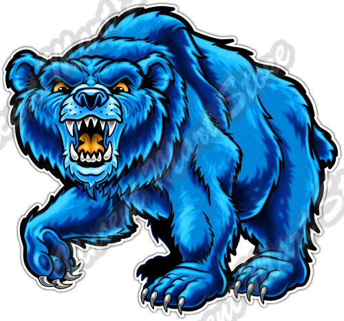 Growling Blue Bear Mascot Animal Wildlife Car Bumper Vinyl Sticker ...