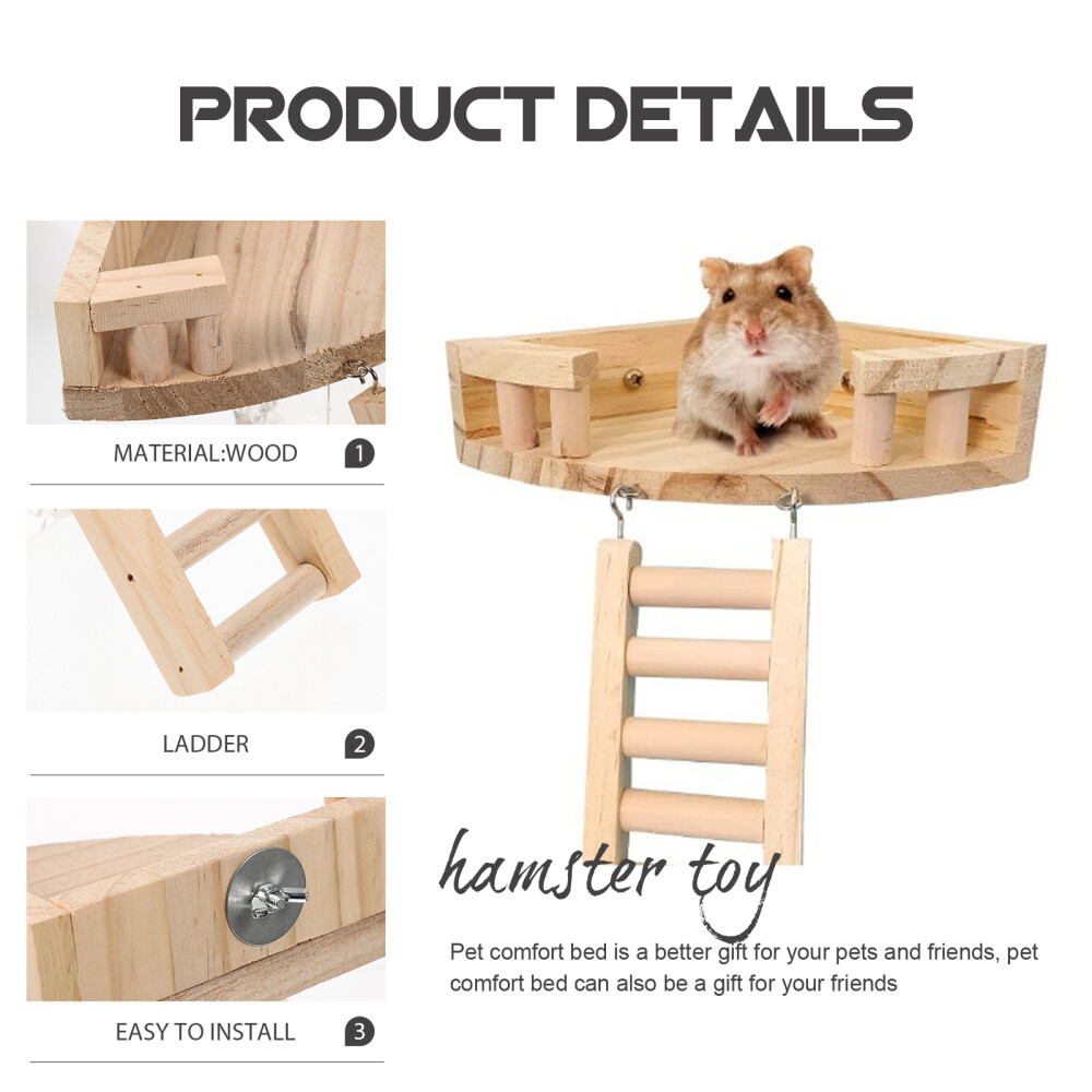 Hamster Stand Cockatiel Perch Ladder Toy Funny Platform Wooden | eBay