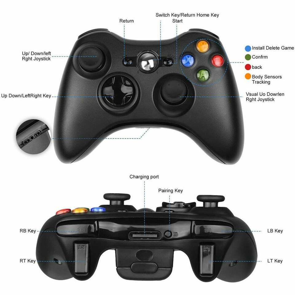 2 Pack USB Game Pad Controller For Microsoft Xbox 360 Console PC ...