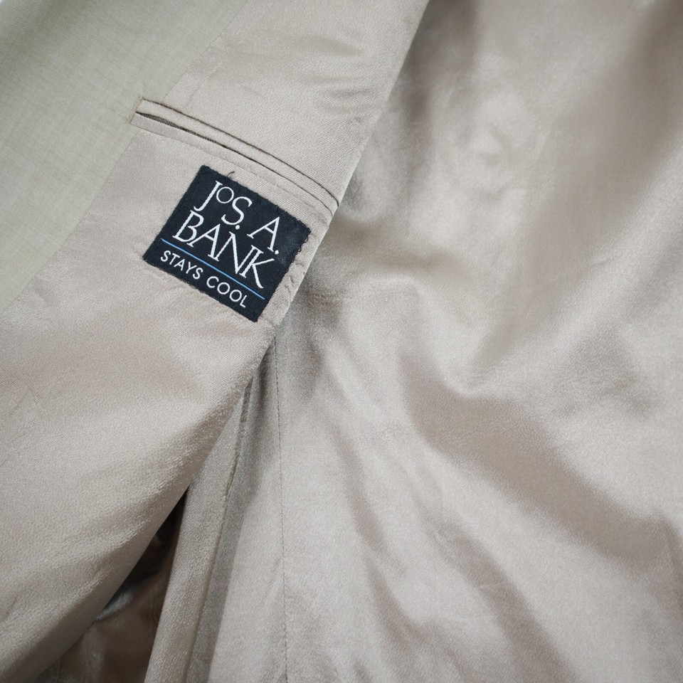 Jos A Bank Stays Cool All-Wool Blazer Mens-46 Beige Sport Jacket | eBay