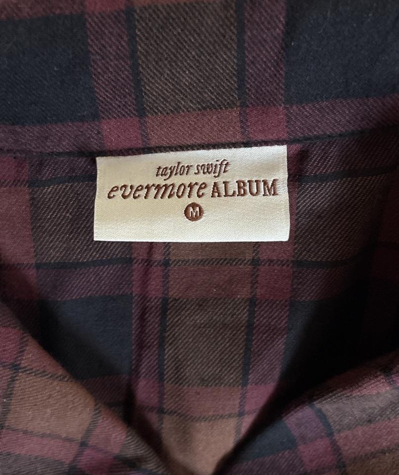 Taylor Swift Evermore Album Brown Plaid Pajama Shirt Women's Med-I Almost Jump | eBay