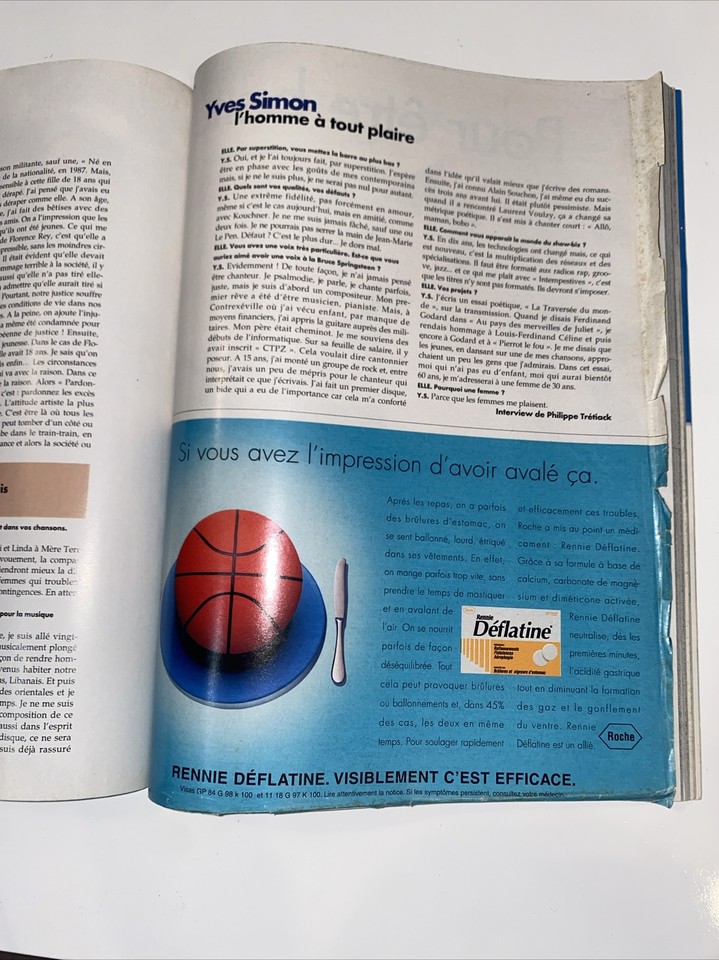 Elle French Fashion Magazine September 6 1999 Yves Simon Bill Clinton ...