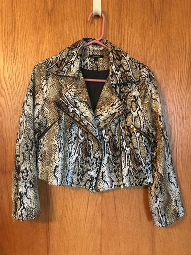 Naven snakeskin snake pattern cropped jacket white/yellow/brown/black ...