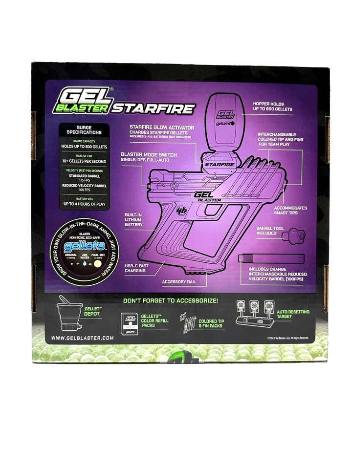 Gel Blaster STARFIRE Glow-in-the-Dark Gellet Blaster with 5,000 ...