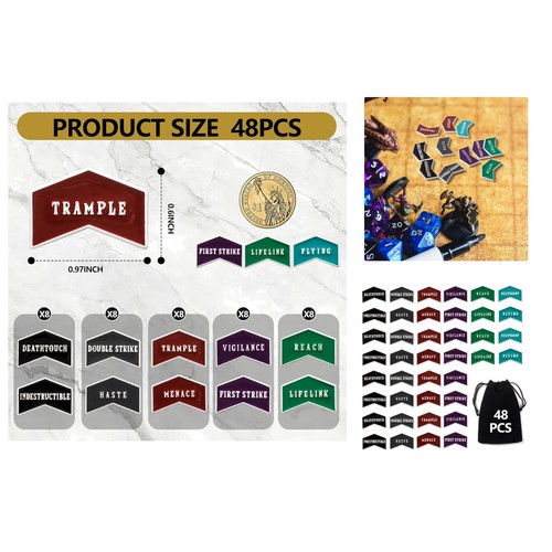 Collector's Edition 48 Silver Metal MTG Keyword Counters with Storage ...