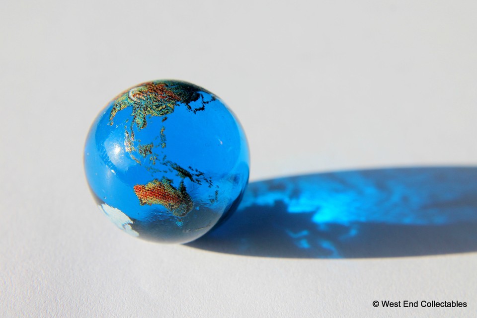 22mm Detailed Solid Glass Earth Globe Marble - Cosmic World Planet Gaea ...