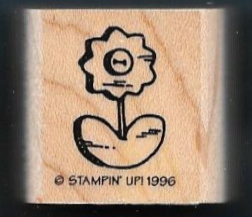 DAISY FLOWER DESIGN BUTTON GARDEN SILL Stampin' Up! 1996 wood RUBBER ...
