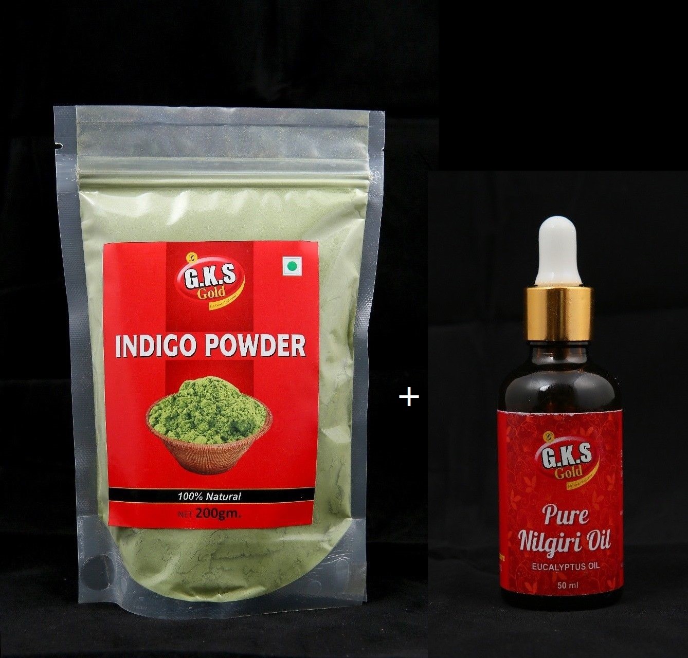 Organic Indigo Powder + Nilgiri Oil (Eucalyptus) Pure Natural Hair ...