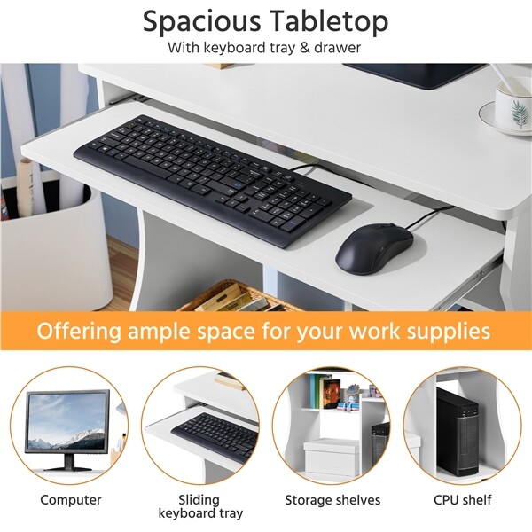 Space Saving Computer Desk PC Table w/ Wheels Study Table for Home ...