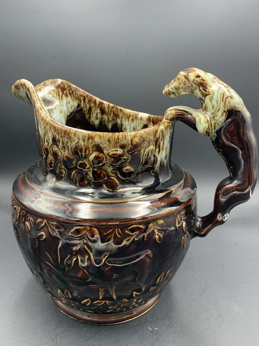 Harker Rockingham MFG 1848 USA Stoneware Pitcher Hound Handle ...
