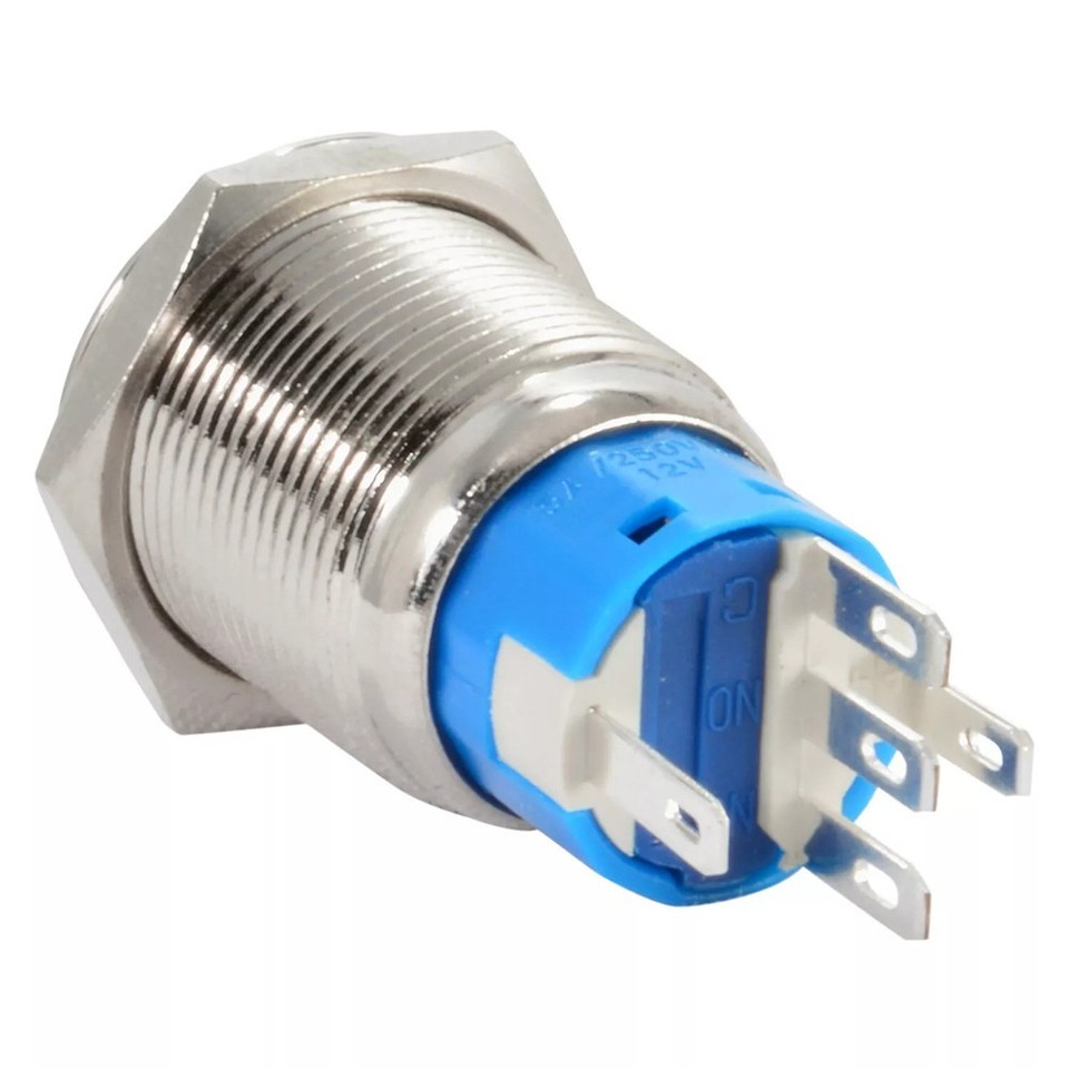 Latching Push Button Power Switch in Blue for Marine and Automotive Use ...