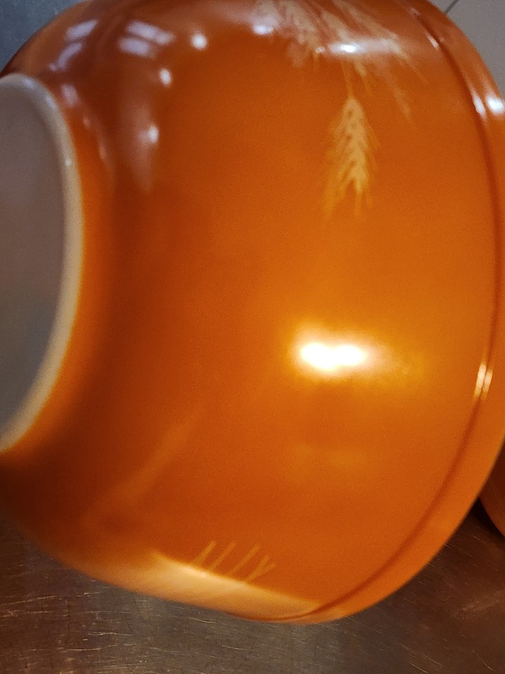 Vintage Pyrex Autumn Harvest Set Of Nesting Bowls 401 402 403 red burnt ...