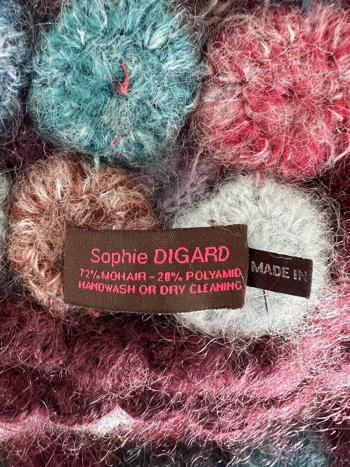 Vintage SOPHIE DIGARD Crochet Mohair Scarf Handmade Beauty | eBay