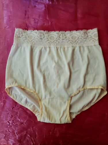 Vtg Sheer Hi Panties Shiny Silky Nylon Gusset Lace Sz 8 Sissy Sexy