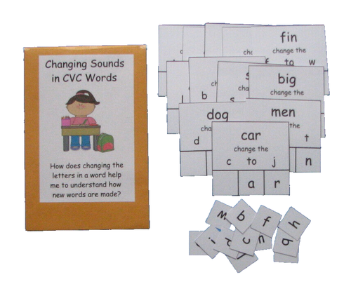 Teacher Made Literacy Center Resource Changing Beginning Sounds in CVC ...