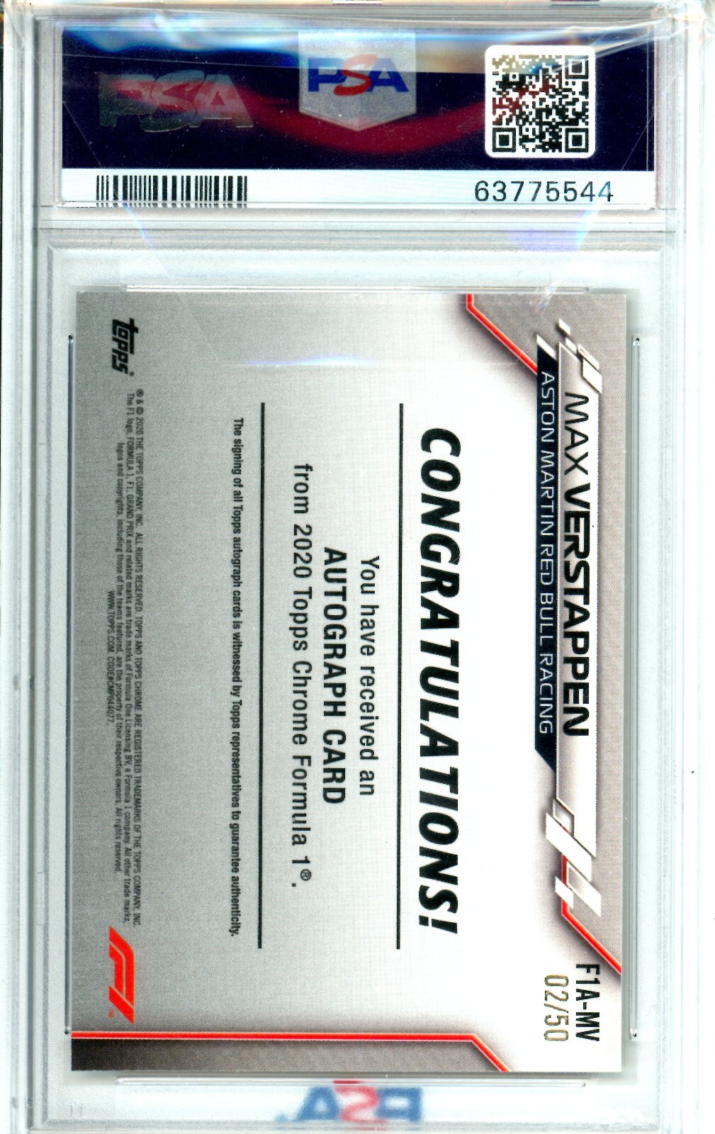 2020 Topps Chrome F1 Autographs Gold Wave Refractor RC AUTO Max ...