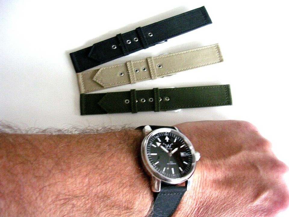 NATO ® 2pc WWII Canvas Military army watch band Field strap Chrome IW ...